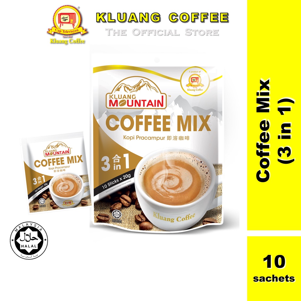 Kluang Mountain Cap Televisyen Coffee Mix 3 in 1 (10 sachets x 1 pack ...