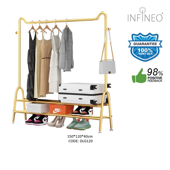 Double Layer Coat Clothes Drying Rack - Gold /Black | Shopee Malaysia