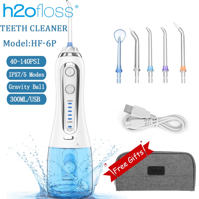 h2ofloss Cordless Water Flosser Waterproof Oral Dental Irrigator with 5 ...