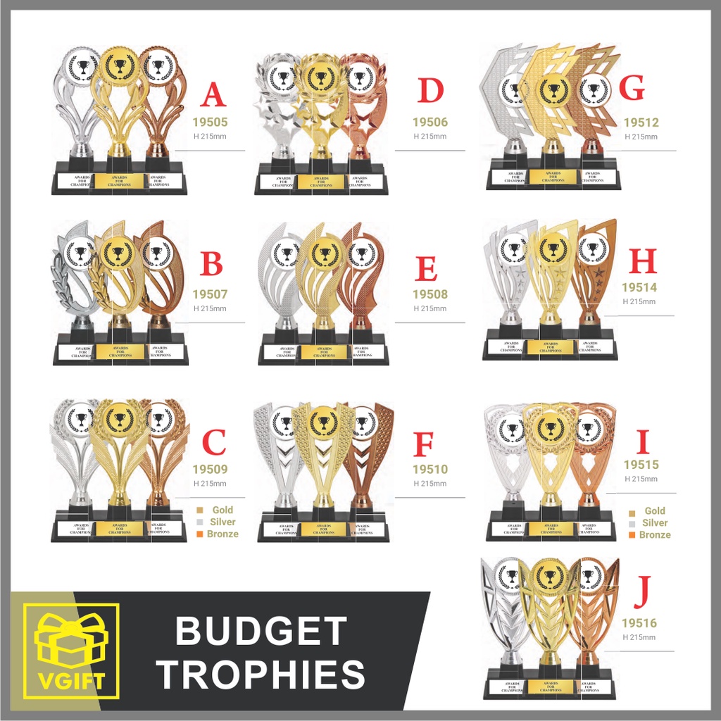 BUDGET TROPHY WITH PLASTIC BASE + LOGO + WORDING HADIAH SUKAN ANUGERAH ...