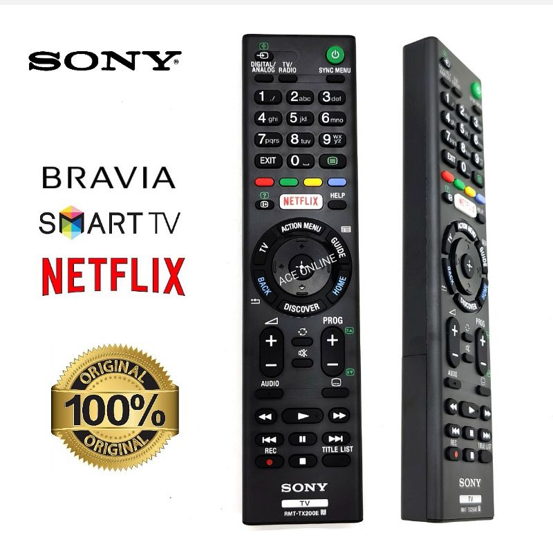 Original Sony Bravia LED Smart TV Remote Control RMT-TX200E Compatible ...