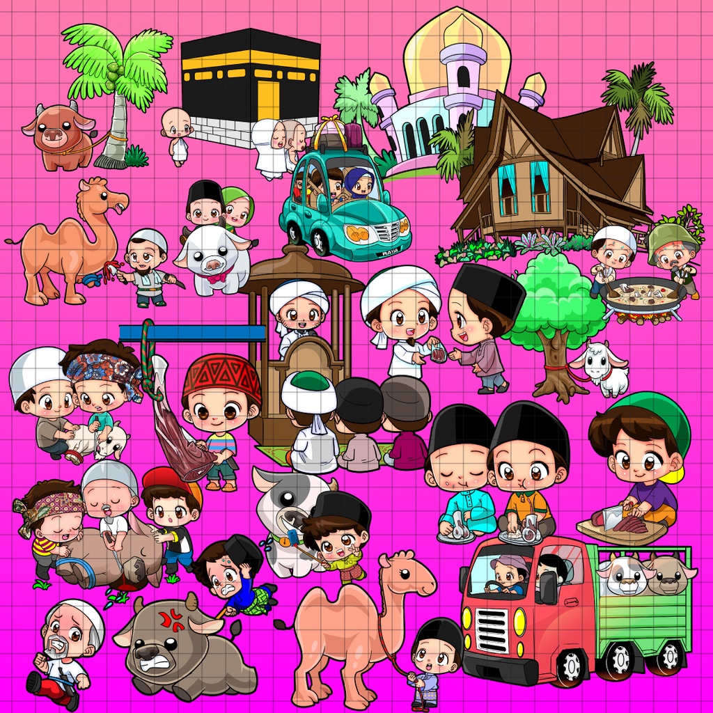 DOODLE TEMA RAYA HAJI 20 LUKISAN BERWARNA 20 LUKISAN HITAM PUTIH 20 ...