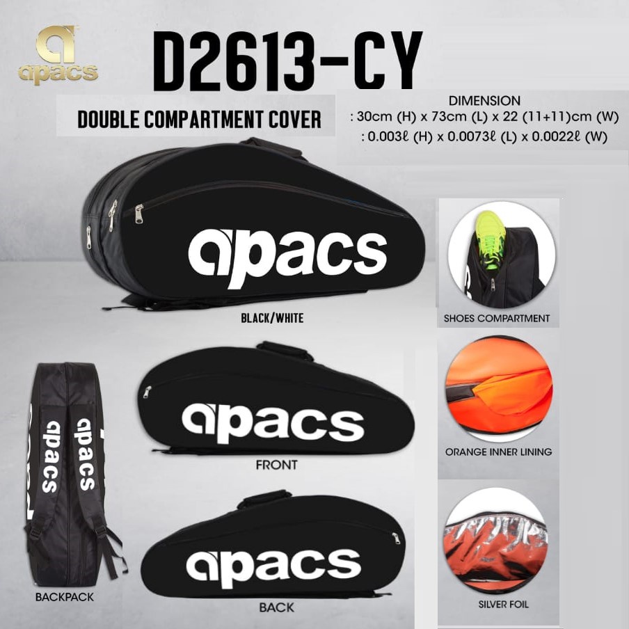 Badminton bag Racket bagpack Beg Raket Zip Bag raket bagpack Apacs ...