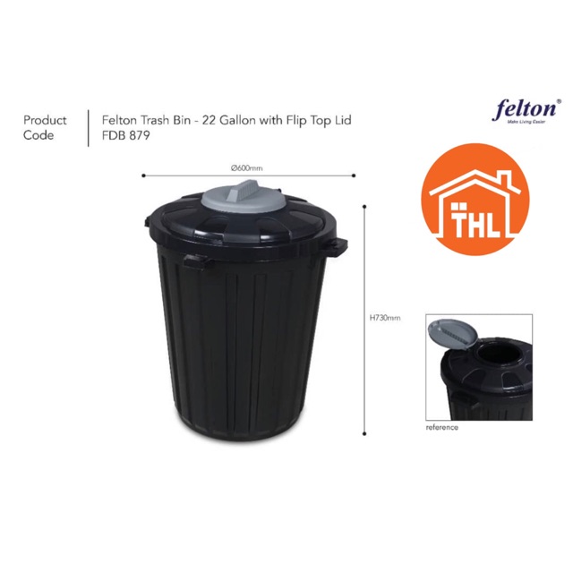 FREE DELIVERY !!! Felton 22 Gallon Dustbin with Flip Top Lid # Trash ...