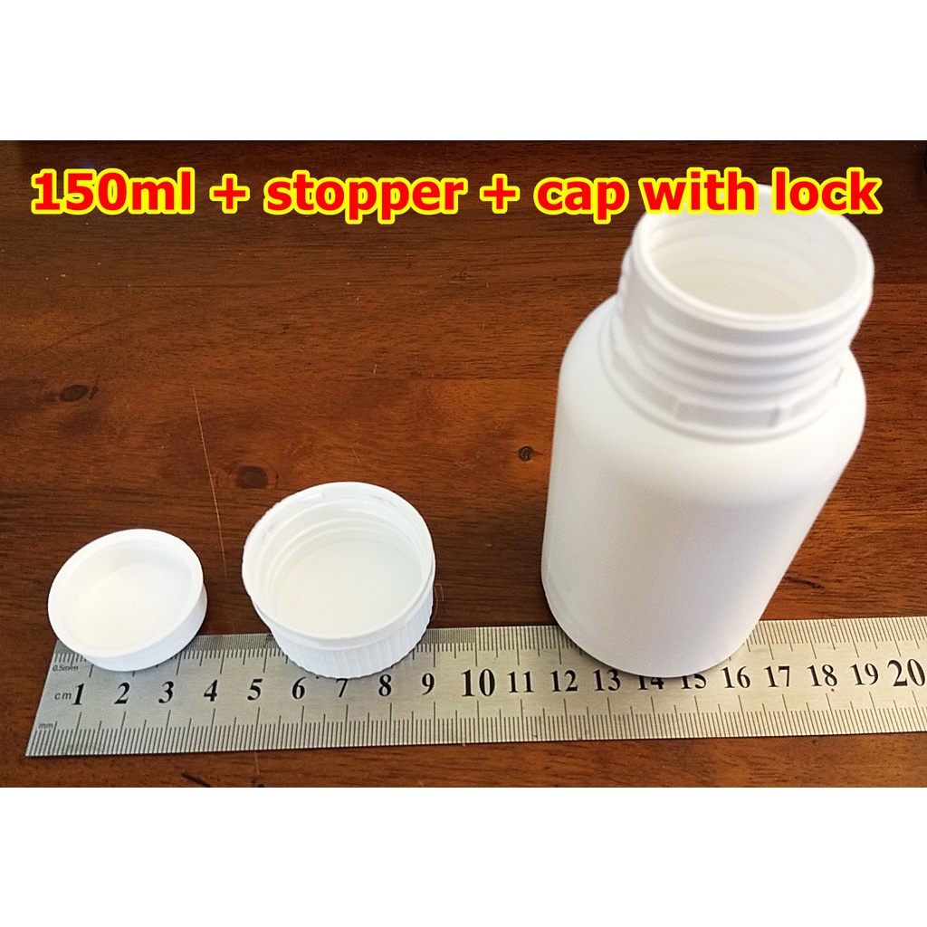 Pil Botol/ Medicine Pill Capsule Bottle (with Cap & Stopper) 150ml ...