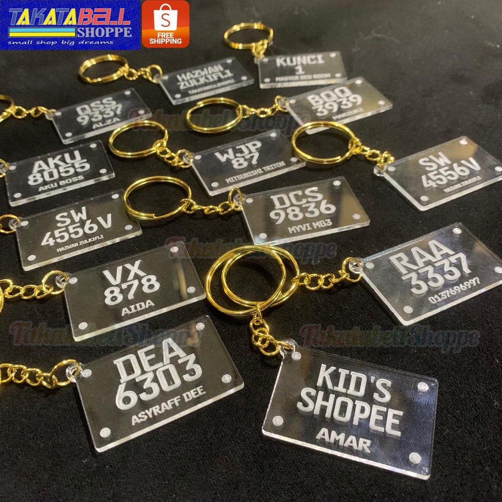 Customize keychain no plate kereta@motor/keychain costom made by laser ...