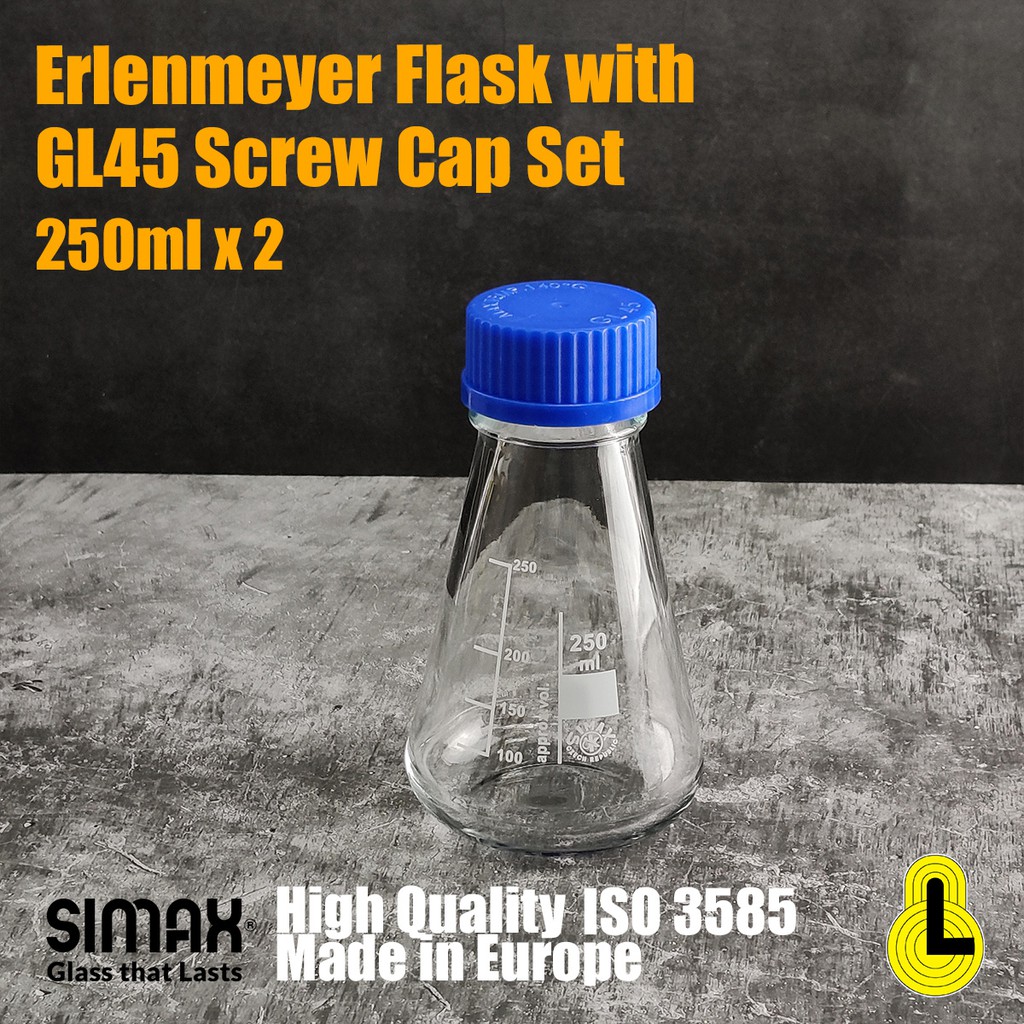 Erlenmeyer Conical Flask with Screw Cap 250ml | Shopee Malaysia