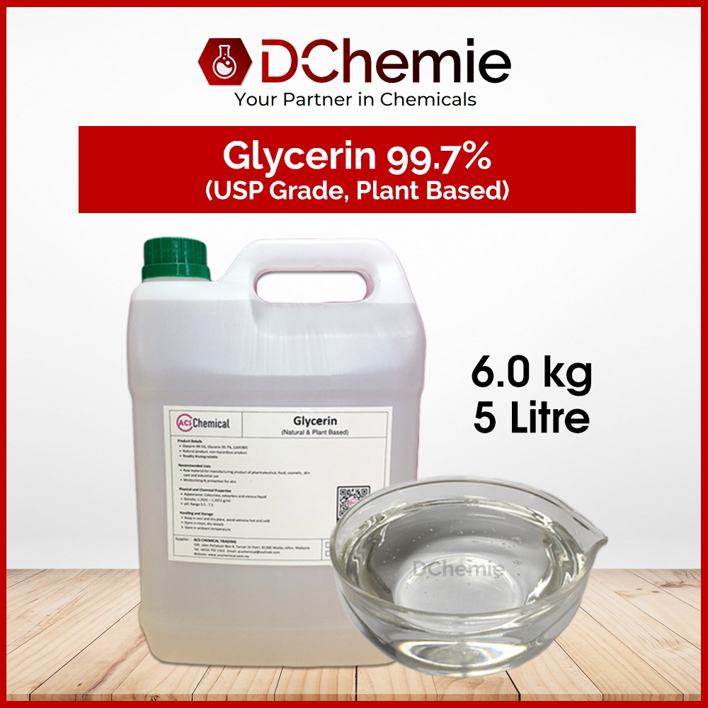 Glycerin / Vegetable Glycerin 99.7% USP Grade [6KG@5000ML] Plant Based ...