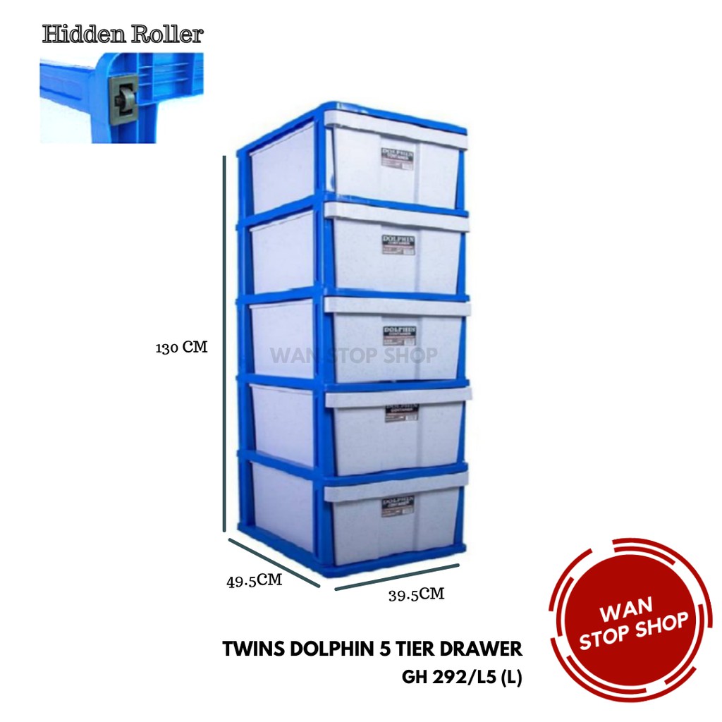 5 Tier Plastic Drawer Extra Large High Quality Self Assemble Drawer ...