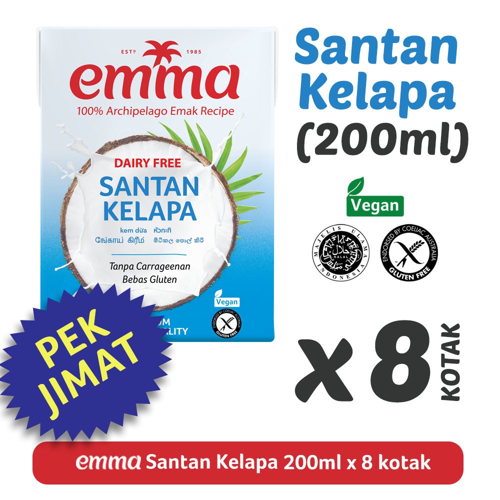 𝐄𝐦𝐦𝐚 𝐂𝐨𝐜𝐨𝐧𝐮𝐭 𝐌𝐢𝐥𝐤, 𝐄𝐦𝐦𝐚 𝐒𝐚𝐧𝐭𝐚𝐧 𝐊𝐞𝐥𝐚𝐩𝐚, 𝐬𝐚𝐧𝐭𝐚𝐧 𝐤𝐨𝐭𝐚𝐤 𝐜𝐚𝐢𝐫 𝟐𝟎𝟎𝐦𝐥 𝐱 𝟖 ...