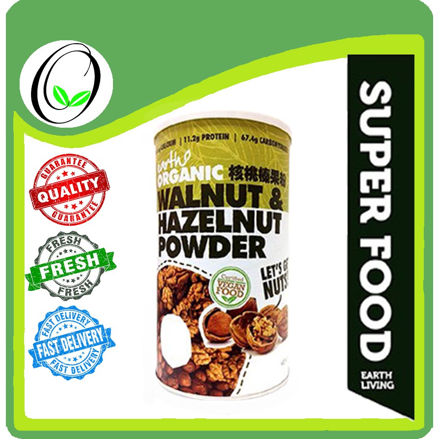 EARTH ORGANIC Walnut & Hazelnut Powder 500g (Exp 5/2027) EARTH LIVING ...