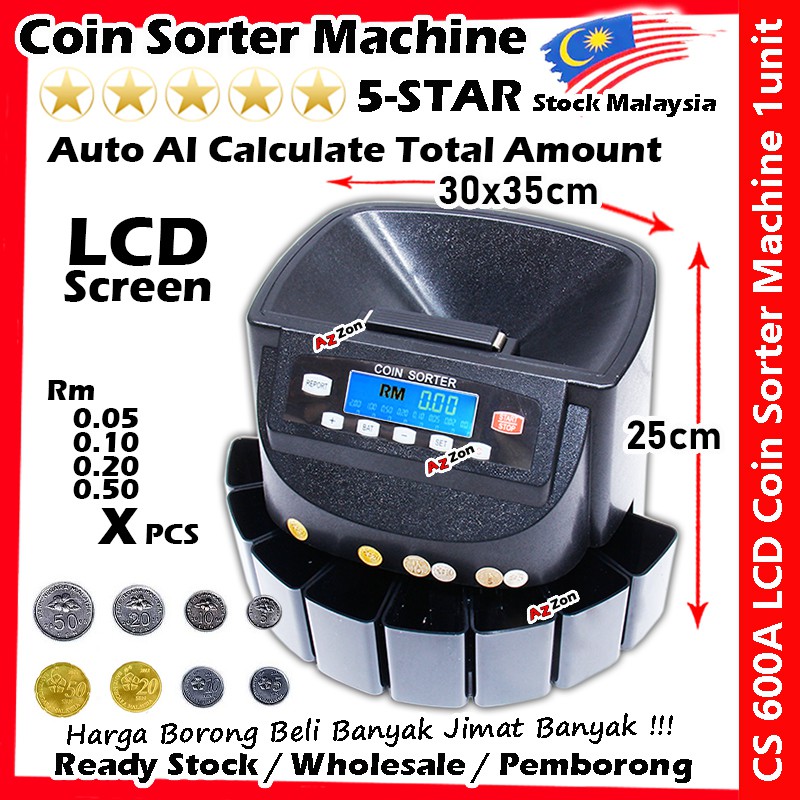 RM SEN Ringgit LCD Coin Counter / LCD Coin Sorter Machine / Mesin Kira ...