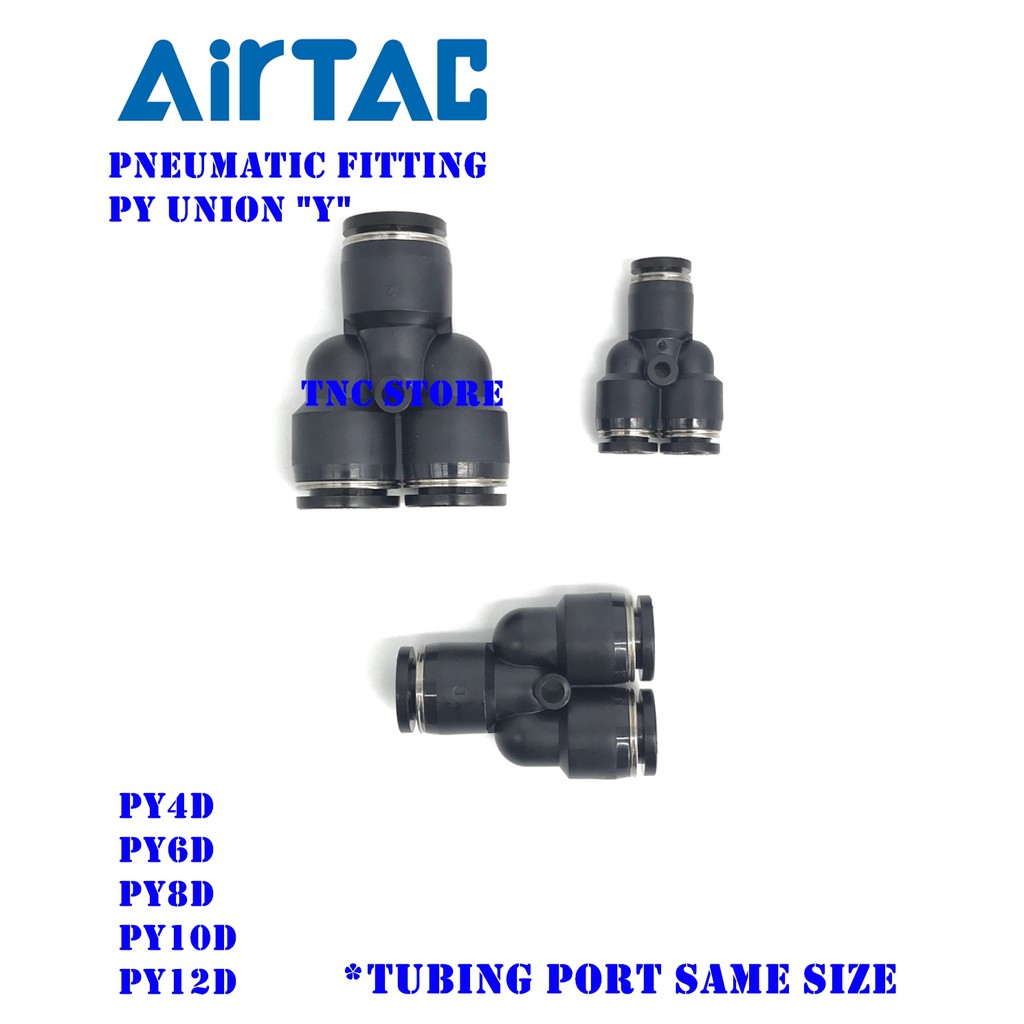 AirTac Pneumatic Fitting PY Union PY4D PY6D PY8D PY10D PY12D Union Y Air Fitting SMC Pneumatic ...