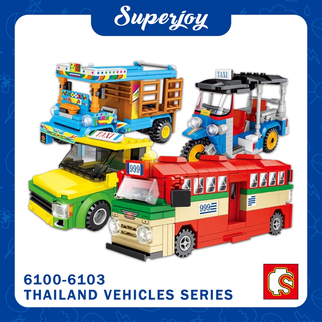 SEMBO Blocks Thailand Transportation Vehicles Series I Taxi Tuk-Tuk ...