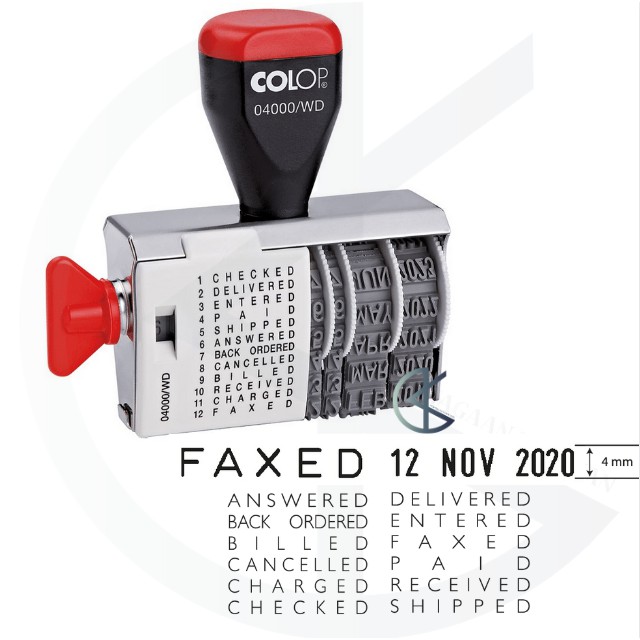 COLOP Ready Made Band Stamps 04000WD Custom Dater / Date Stamp Chop / Adjustable Text ...