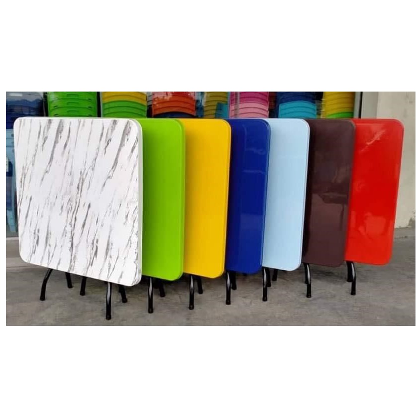 3 X 3 SQUARE TABLE WITH FOLDABLE METAL LEG ( BLUE & RED READY STOCK ...