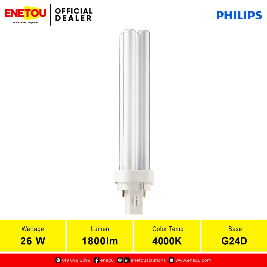 PHILIPS MASTER PL-C 26W 840/2P 4000K COOL WHITE | Shopee Malaysia