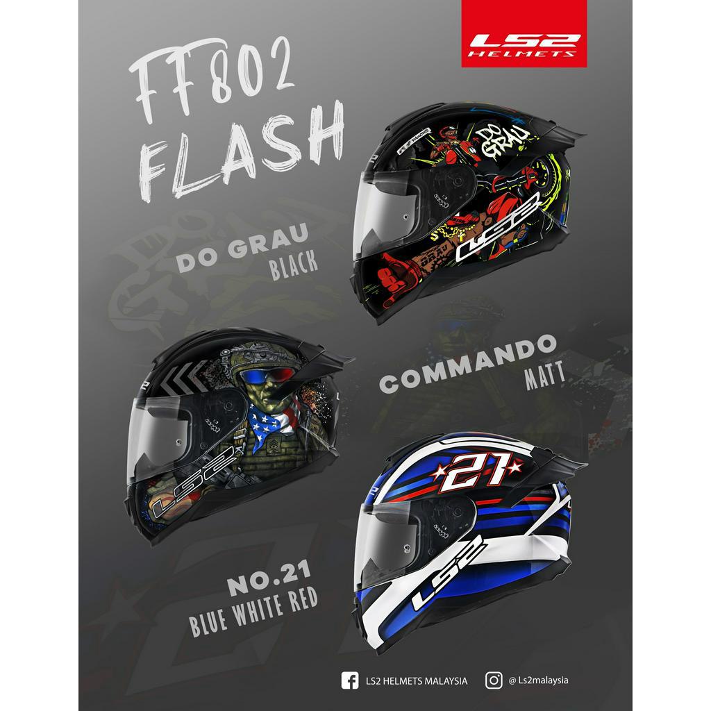LS2 HELMET FF802 FLASH DO GRAU BLACK | Shopee Malaysia