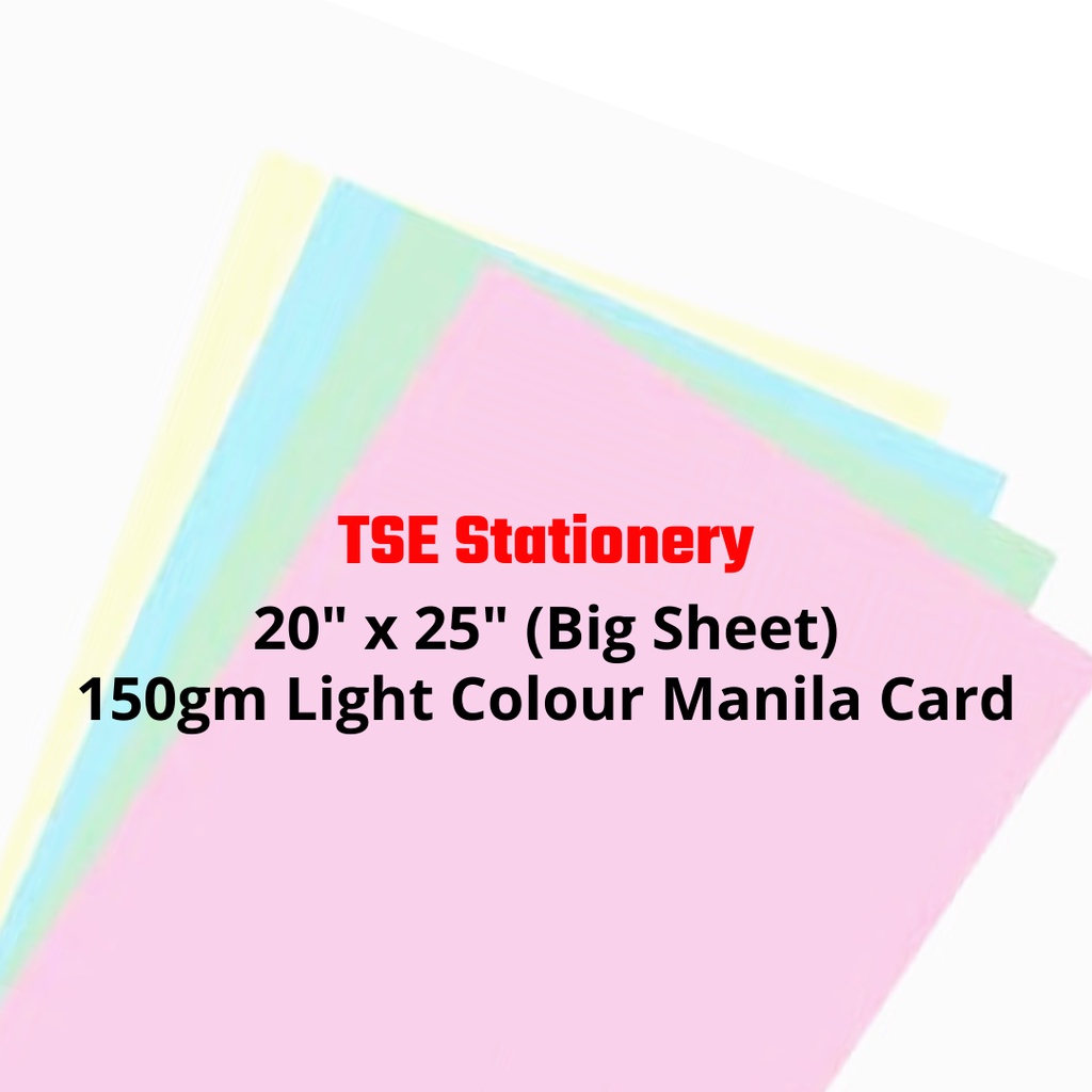 *Part1/2* Manila Card Pastel / Light Colour 150gsm 20"x25" Kad Manila ...