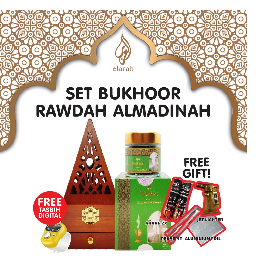 SET BUKHOOR / BAKHOOR OUD RAWDAH ALMADINAH (KC 11) (40GRAM) [FREE ARANG 2PAKET & JET LIGHTER ...