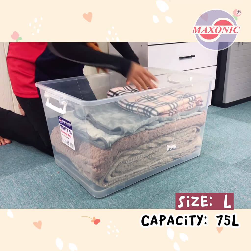 MAXONIC 75L COMBO SET 3 IN 1 MULTIPURPOSE STORAGE BOX | TRANSPARENT BOX ...