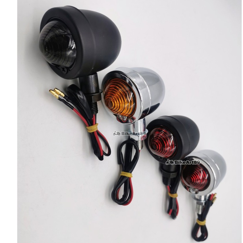 Front Rear Turn Signal SIGNAL CLASSIC BIKE SET UNIVERSAL WITH BULLET ...
