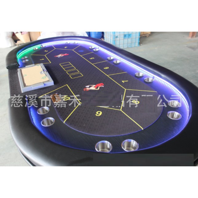 🃏 240x120x72cm 10 Players LED Light TEXAS POKER TABLE Deep Stack Hold ...
