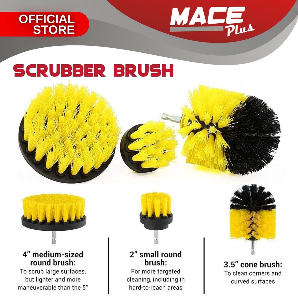3PCS 360 Hex Shank Scrubber Brush Set Attached Cordless Drill ...