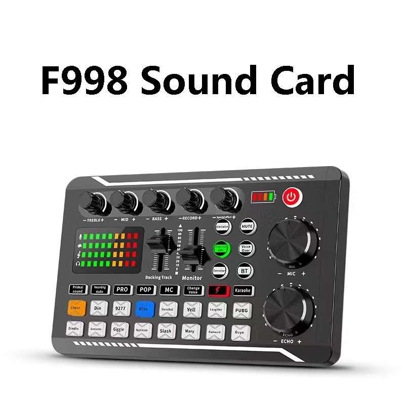 F998 PRO Sound Card Noise Reduction Audio mixers LIVE Streaming FB Tiktok YouTube Bigo Live ...
