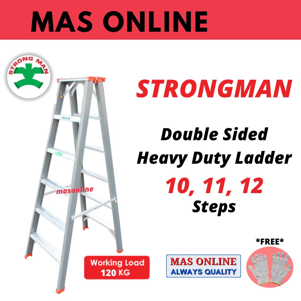 Everlas Tangga Lipat Aluminium Double Sided Ladder 10/11/12 Steps Step ...