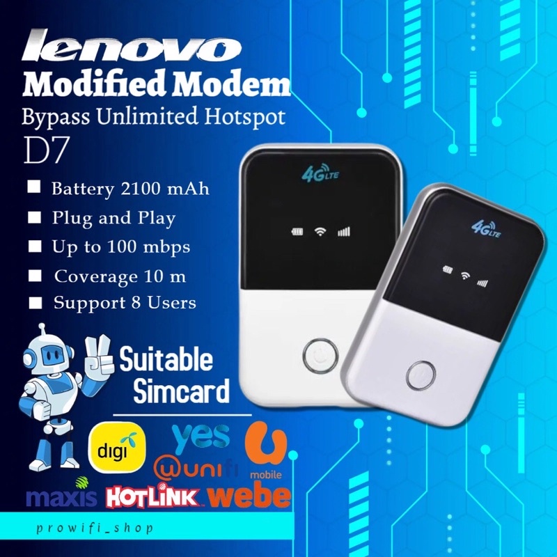 Ready Stock Modified Unlimited D7+ 4G LTE pocket WiFi router Portable ...