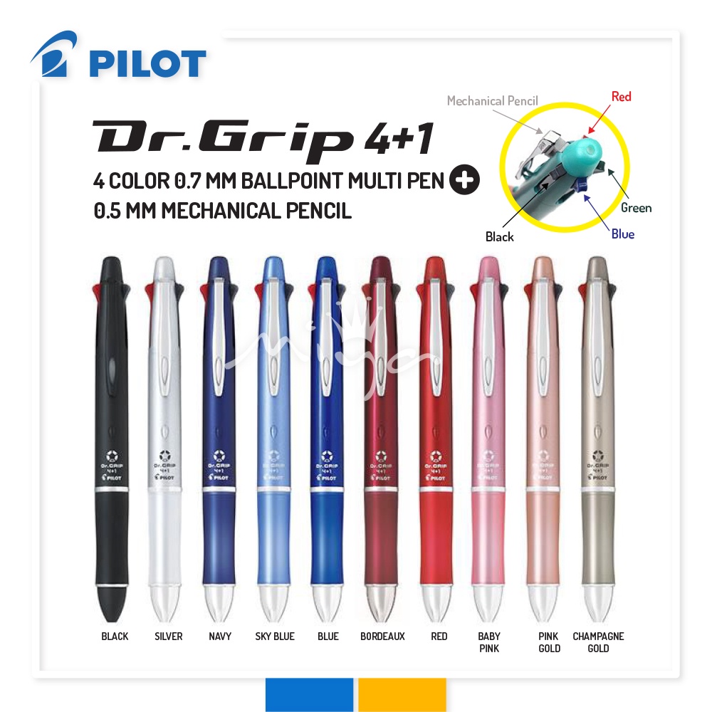 Pilot Dr. Grip 4+1 4 Color 0.7 mm Ballpoint Pen Multi Pen + 0.5 mm Mechanical Pencil | Shopee ...
