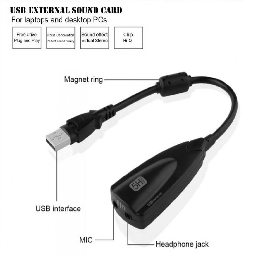 USB To 3.5mm Mic/Headphone Jack Stereo Headset Audio Adapter 7.1 Sound ...