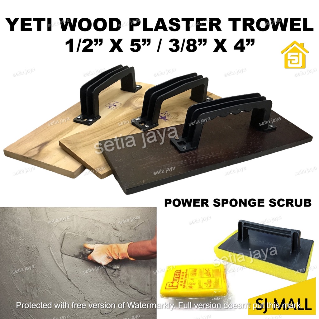 PLASTERING TROWEL YETI WOOD 柚木板加柄 3/8", 1/2" / POWER SPONGE SCRUB ...