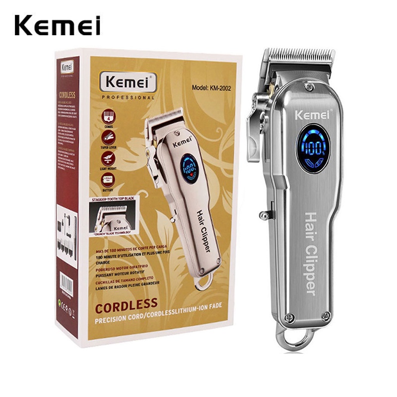 Kemei Powerful Rechargeable LCD Display Hair Clipper Electric Beard ...