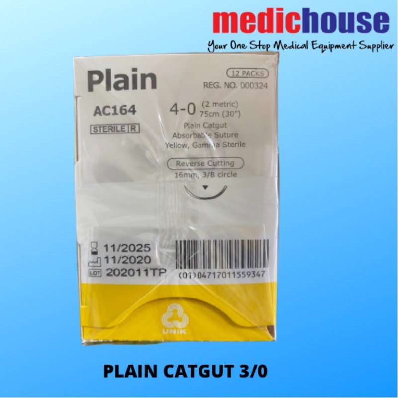 PLAIN CATGUT Absorbable Suture 3/0 12's/bx Exp:01/2029 | Shopee Malaysia