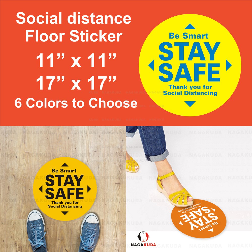 Covid-19 Social Distancing Floor Sticker Be Smart Stay Safe Round C018 ...