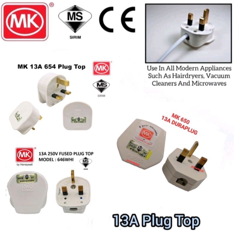 *READY STOCK* MK646 MK650 MK654 13A FUSED PLUG TOP (SIRIM APPROVED ...