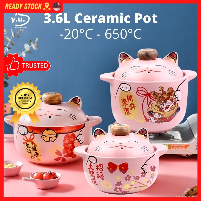 YU Online - Periuk Tanah seramik bentuk kucing / Cat Claypot Cute Clay ...