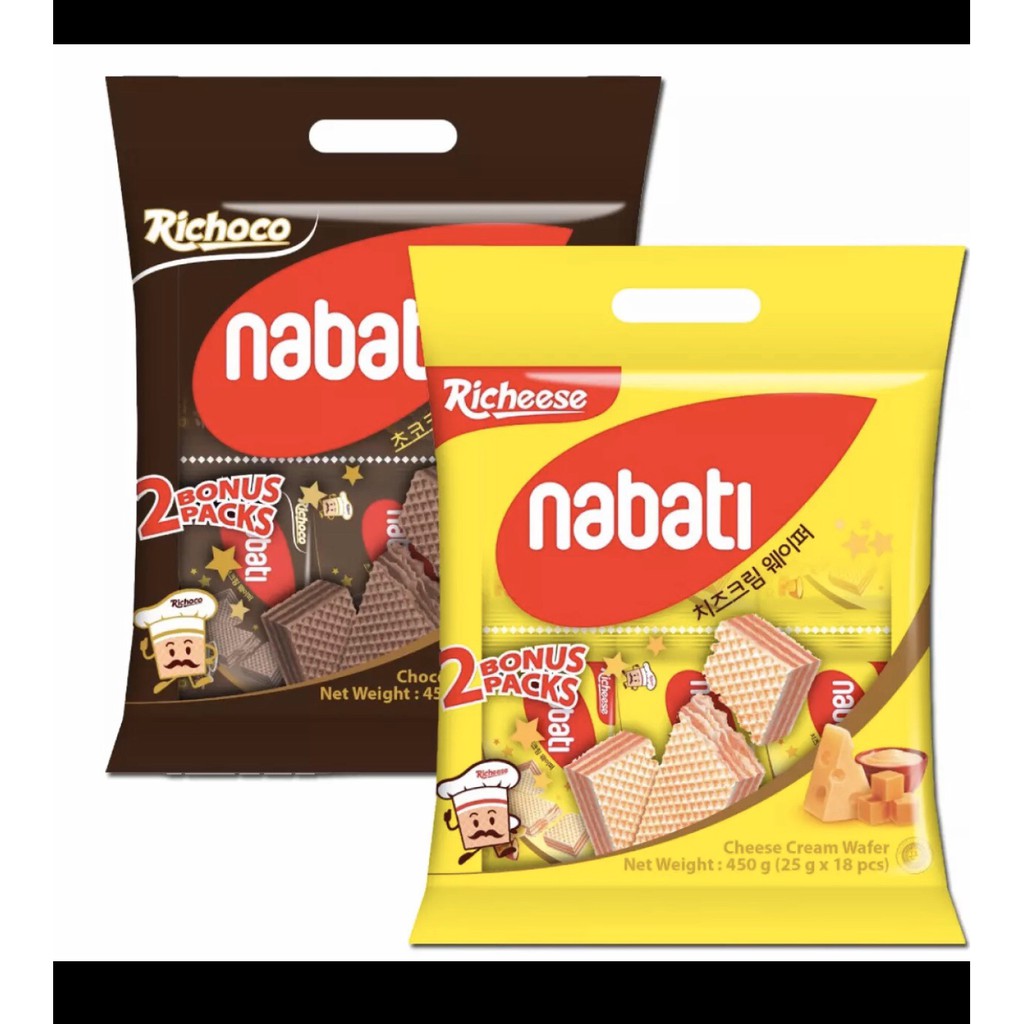 NABATI RICHOCO 23GX18PCS CHOCOLATE / CHEESE CREAM WAFER 巧克力芝士威化饼414g | Shopee Malaysia