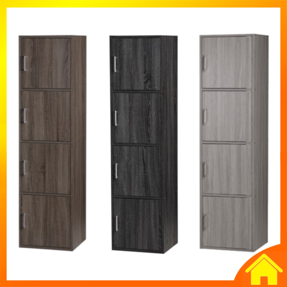 [OneHome] 4 Tier Shelf Cabinet Cupboard Wood Rack Cloth File Book Study ...