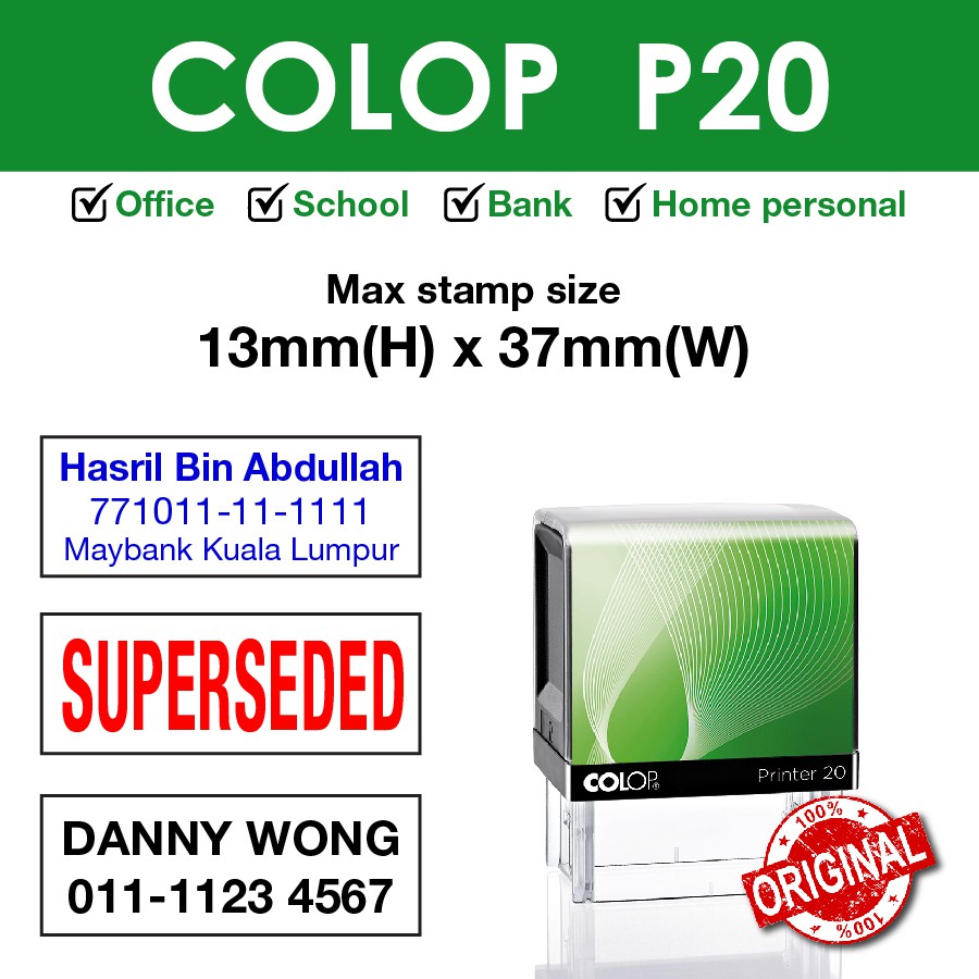 Colop Customized Self-Inking Stamp Chop / Rubber Stamp Company Chop ...