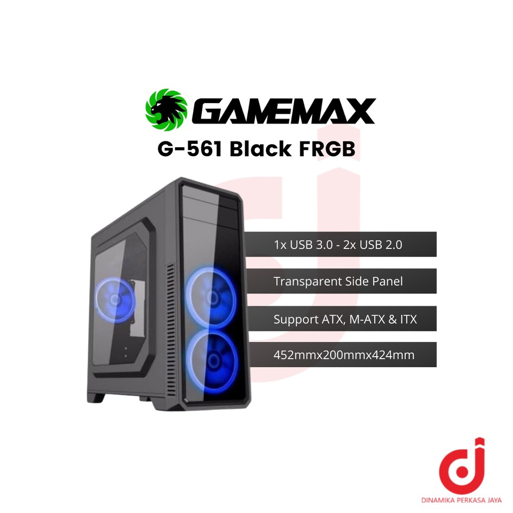 Gamemax G561 BLACK 3 Fan Casing | Case ATX – MATX | Shopee Malaysia