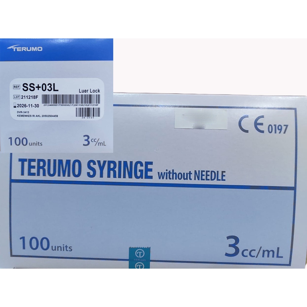 Terumo Syringe Without Needle 3cc/ 3ml Tuberculin (SS+03L, Luer Lock, 100 units) | Shopee Malaysia