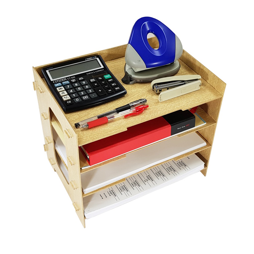 Wooden 4 level desktop rack Wooden 4 level table rack Document rack rak ...