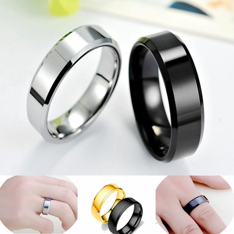 Bra Titanium Cincin Cool Simple Men Ring Black Gold Silver Polishing ...