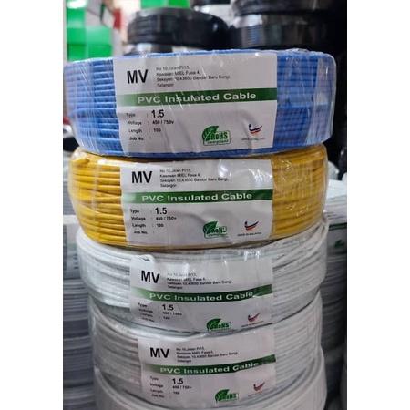 [ 1.5mm / 2.5mm ] MV PVC Insulated Cable | Auto Control Cable | Kabel ...