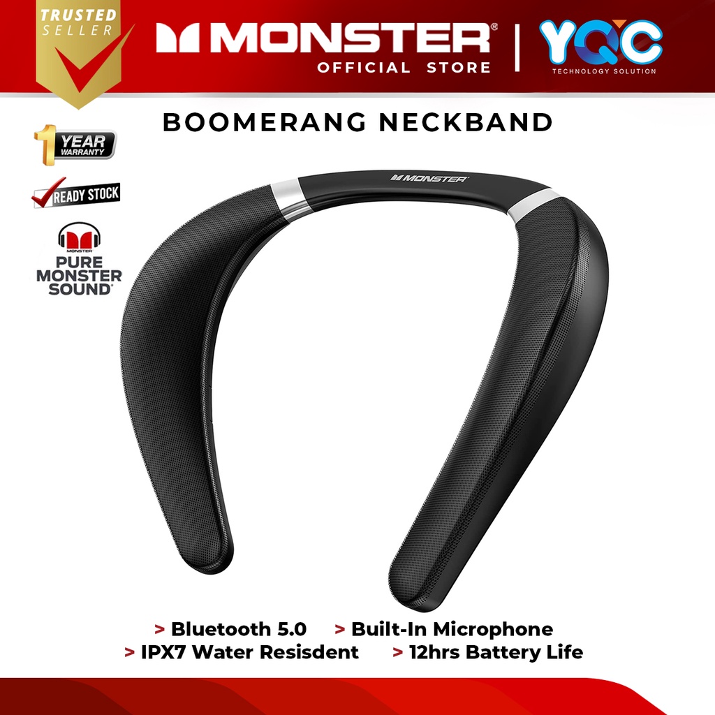 MONSTER Boomerang Speaker Neckband Bluetooth Speaker True 3D Stereo ...