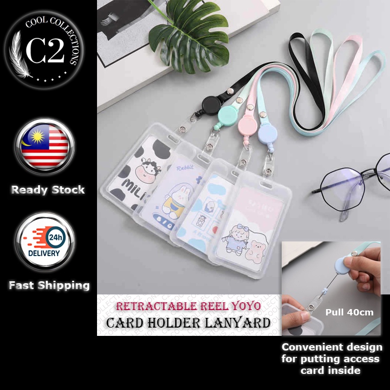 【C2】37CM+40CM Retractable Reel Yoyo Badge Lanyard ID Card Holder Nylon ... 【C2】37CM+40CM Retractable Reel Yoyo Badge Lanyard ID Card Holder Nylon ...