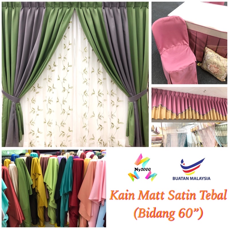 Kain Matt Satin Tebal (Bidang 60”) Buatan Malaysia 🇲🇾 (POS SETIAP HARI ...
